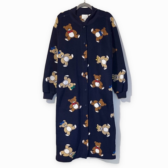 Vintage | Intimates & Sleepwear | Vintage Teddy Bear Fleece Maxi ...